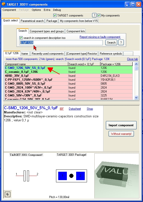 File:E CompBrwsDLG2.jpg - TARGET 3001! PCB Design Freeware is a Layout ...