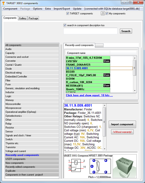 Component database - TARGET 3001! PCB Design Freeware is a Layout CAD ...